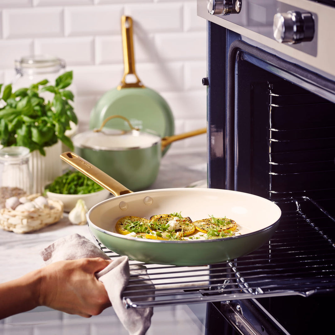 Padova 10pc Cookware Sets, Sage | Healthy Ceramic Nonstick Cookware ...